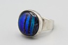Minimalist Colorful Foiled Glass Ring Size 9, Round Iridescent Dichroic ...