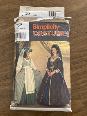 Simplicity Costumes Pattern 7756 Size 10-14 Renaissance Medieval Tudor ...