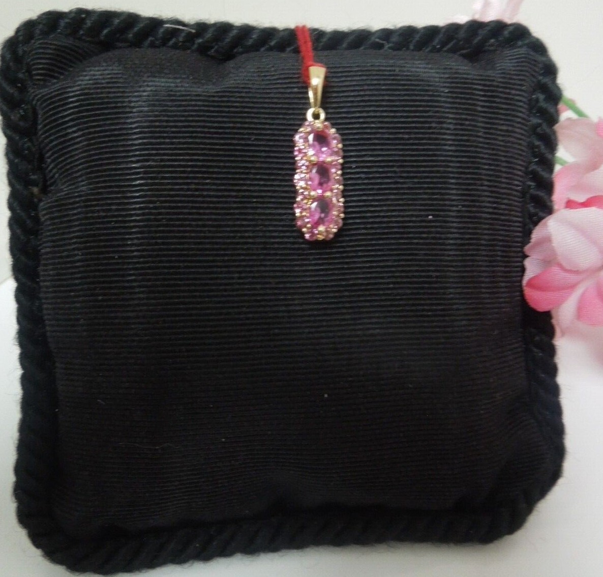 r964 Pretty Pink Stone Pendant in 14kt Yellow Gold Made In India Signed ...