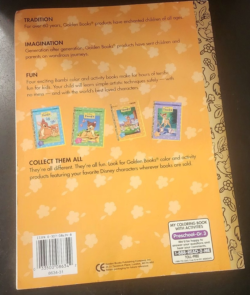 BAMBI Coloring Book Vintage Disney Golden Books 1996 1990s Kids ...