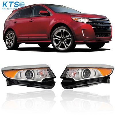 Halogen For 2011-2014 Ford Edge Headlights Assembly Chrome Clear RH+LH ...