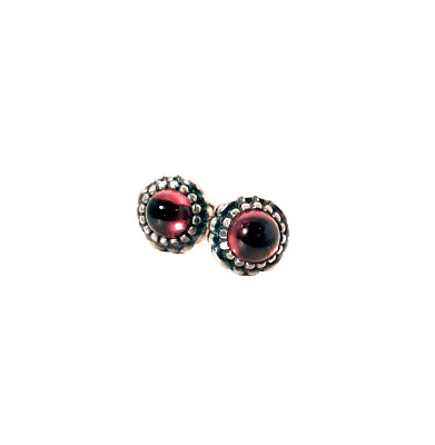 Pandora Garnet Sterling Stud Earrings Birthday Blooms in Original ...