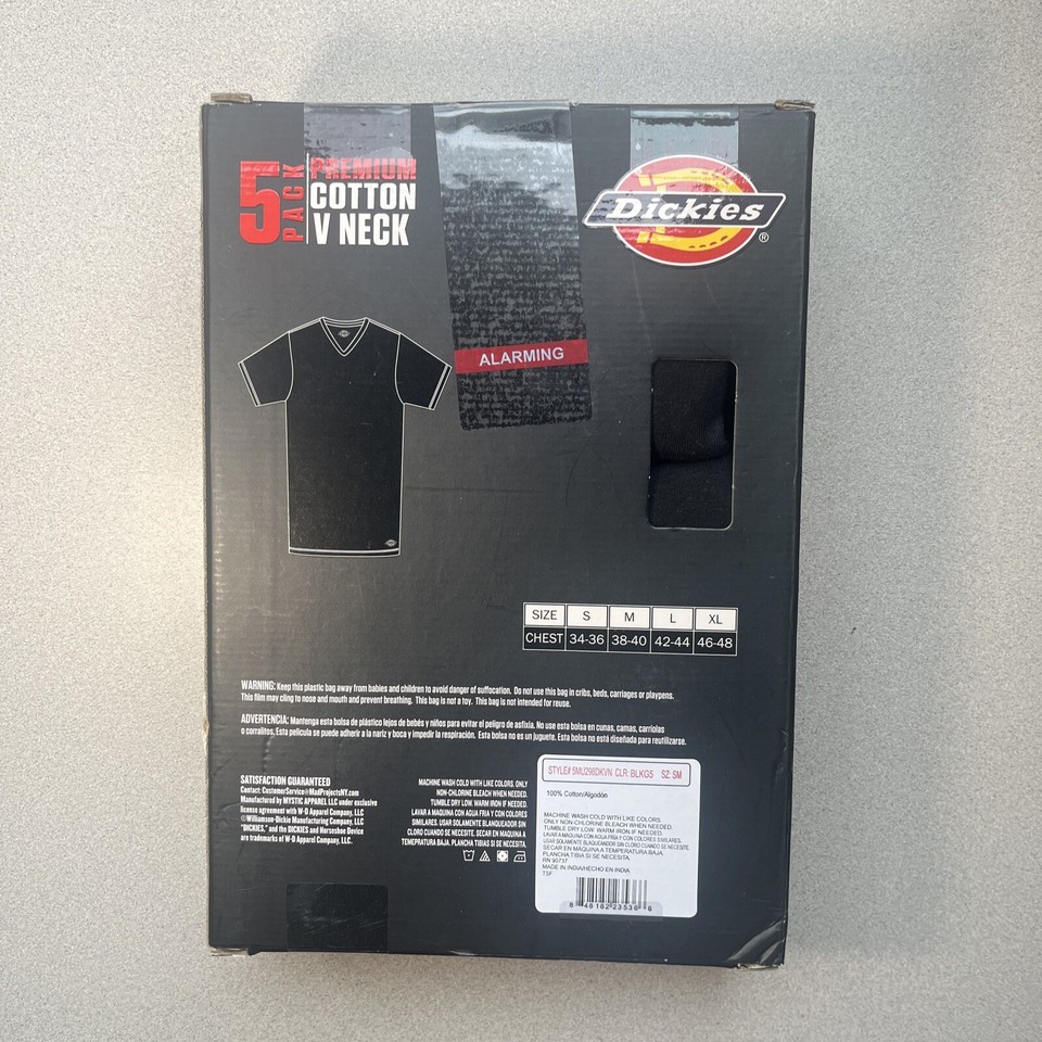 Dickies Men's Premium Cotton V-Neck T-Shirts Black Size S (34-36) | eBay