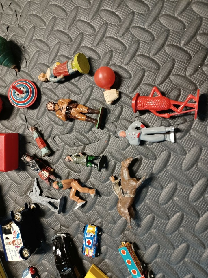Vintage Tin Toy Parts Junk Drawer Lot Old Toy Cars Tops Old Toys Japan ...