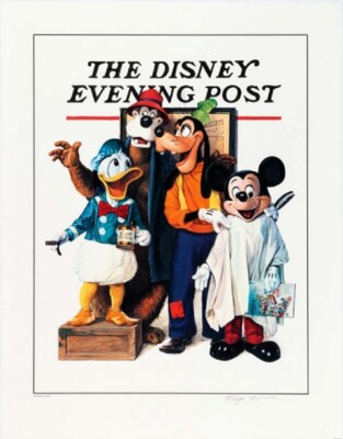 Barber Shop Quartet The Disney Evening Post-er Donald Mickey Goofy ...