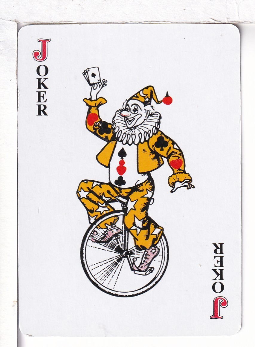 Single Playing Card Joker, "Jester Clown/Unicycle", Unknown, China ...