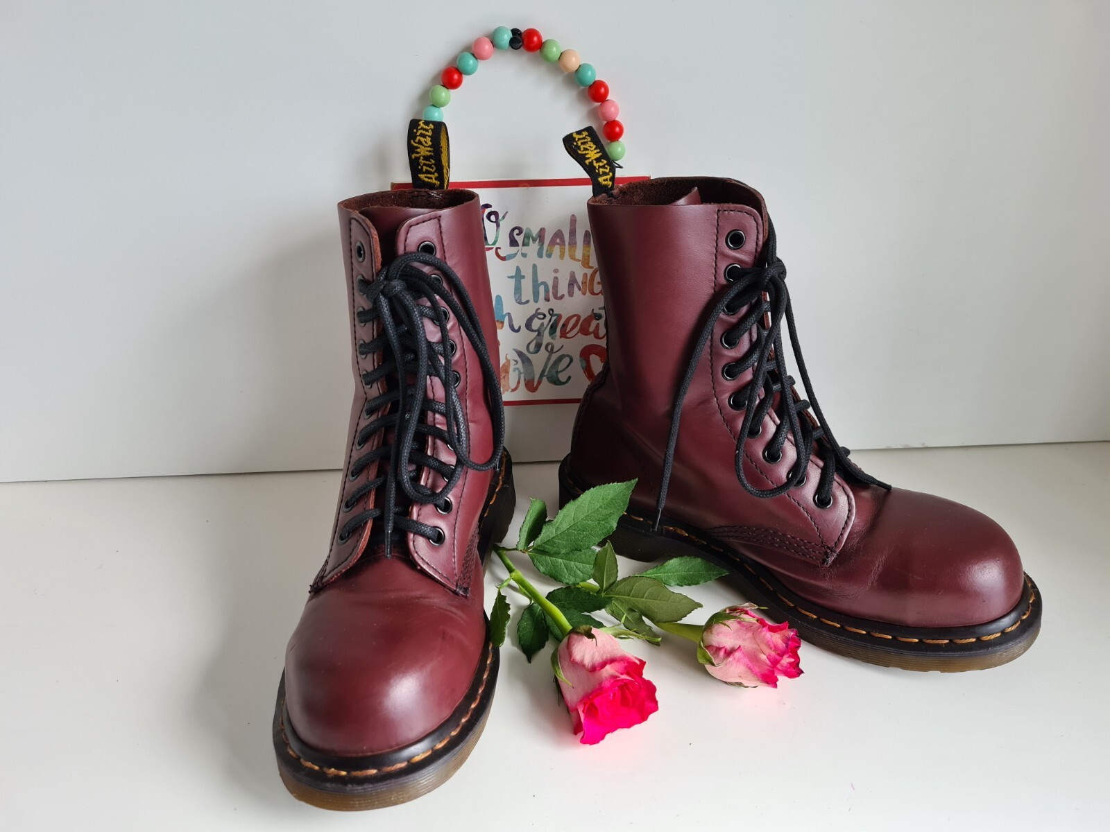 Dr Doc Martens 1490 10 eye ankle boots red oxblood punk metal toe UK5 ...