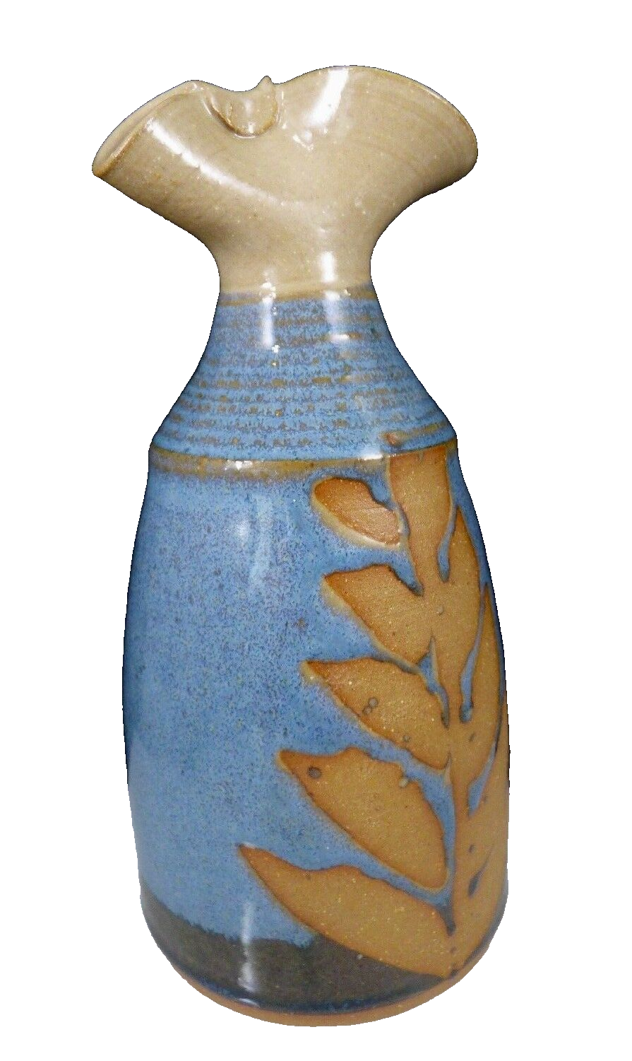 Studio Art Pottery Vase Pinched Top Leaf Motif Signed RMD Handcrafted ...