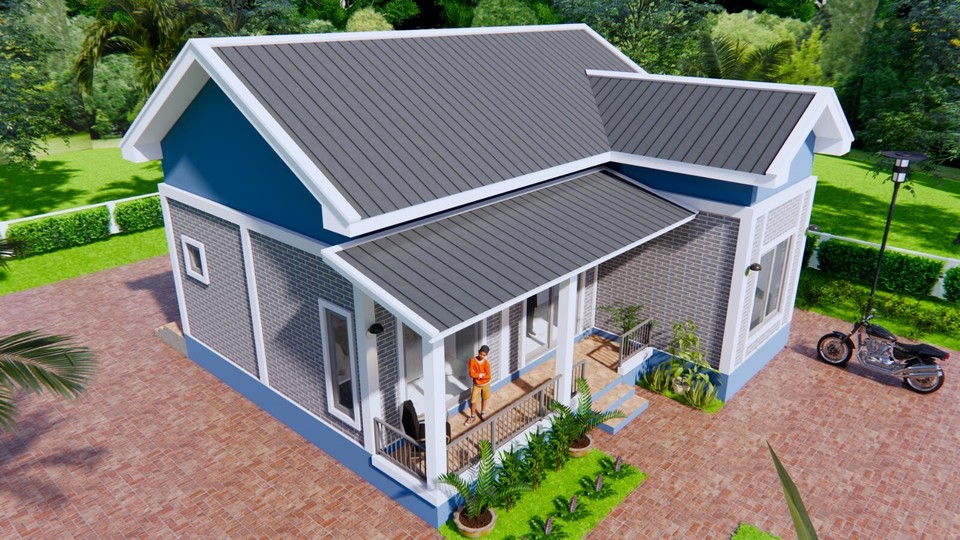30x30 Feet Small House 9x9 Meter 2 Beds 2 Baths Gable Roof PDF & (A4 ...