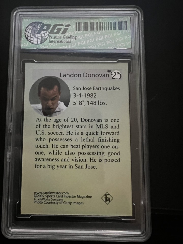 Landon Donovan 2002 Sports Card Investor Gold Rookie #25 PGi 10 GEM ...