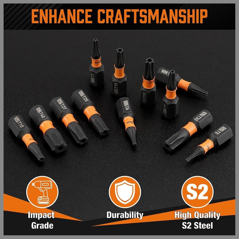 12pc Torx Bit Set Security Tamper Proof T5-T40 Star Bit Set for Impact ...