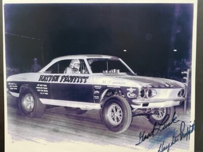 VRHTF NHRA "SIGNED BY HAYDEN PROFITT WILD 60'S CORVAIR FUNNY CAR 8" X ...