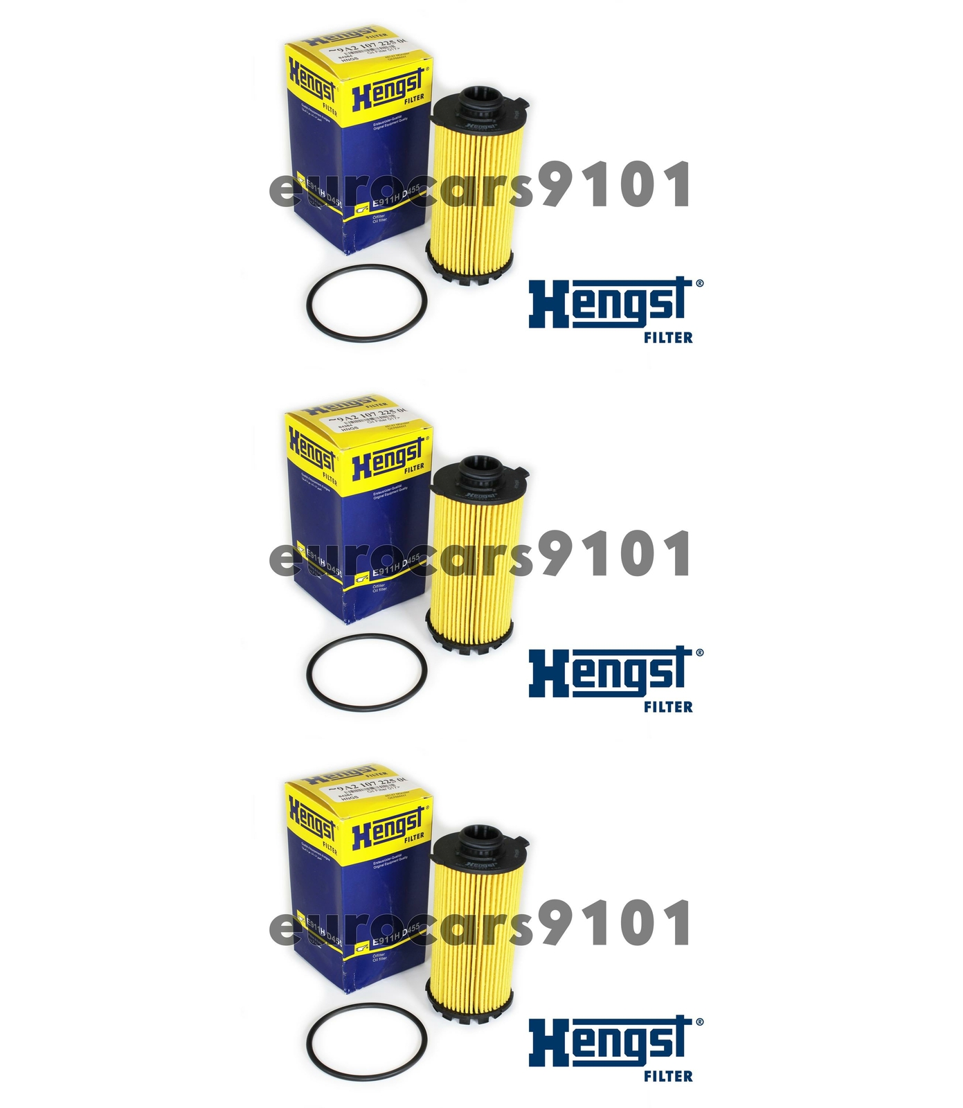 Set of 3 Porsche 718 Boxster Hengst Engine Oil Filters E911HD455 ...