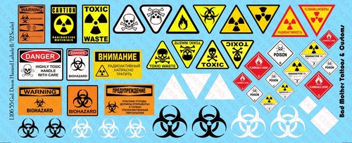 Hazard Toxic Warning Labels Waterslide Decals for 1/12 scale action ...