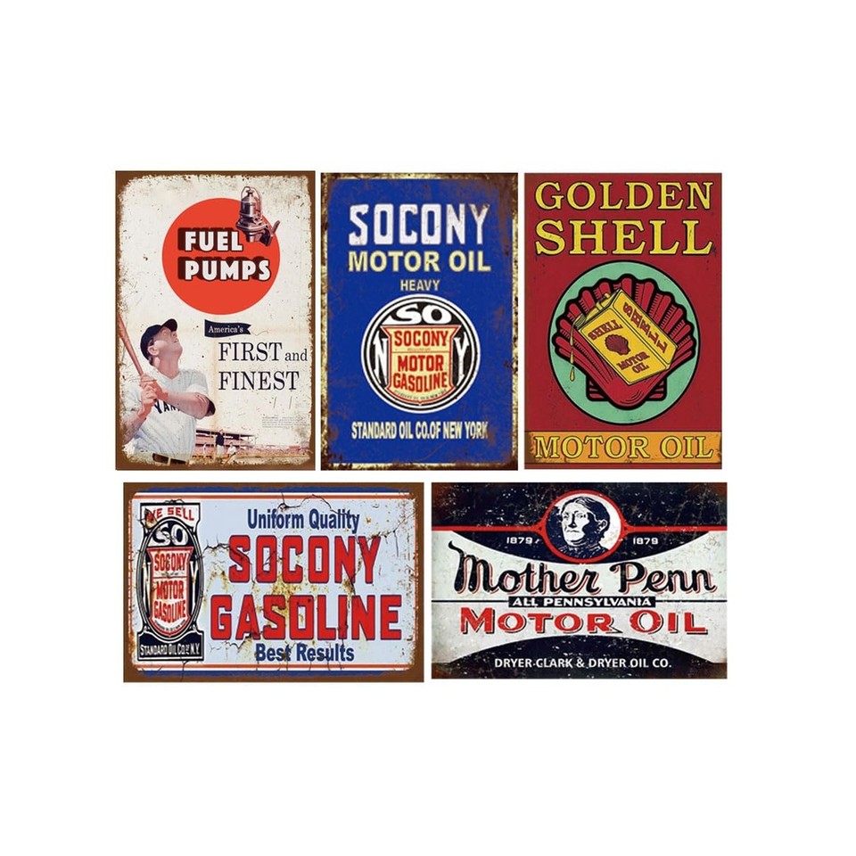 Tin Signs 26 Pieces Reproduction Vintage, Gas Oil Metal Signs, Home ...