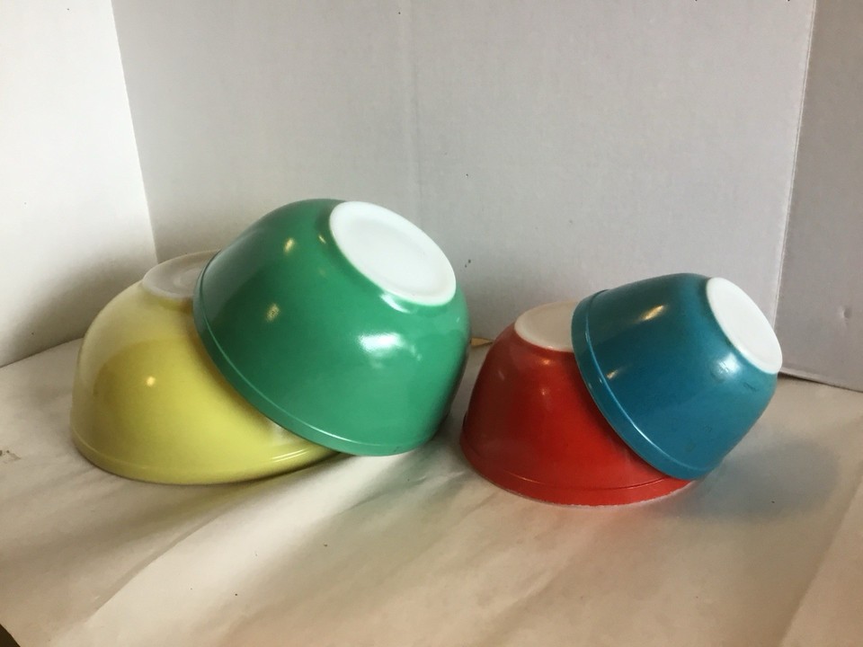 Vintage Pyrex Primary Colors Mixing Bowl Set 4pc Nesting Bowls 1960s | eBay
