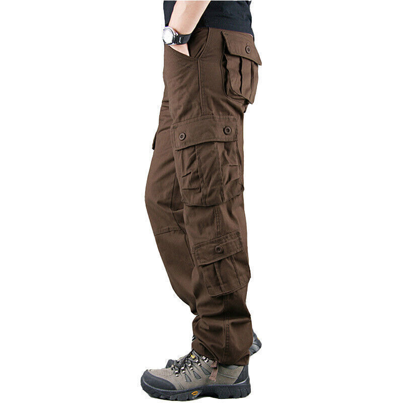 8 Pockets Men's Cargo Cotton Work Trousers Tactical Work Combat Outdoor ...