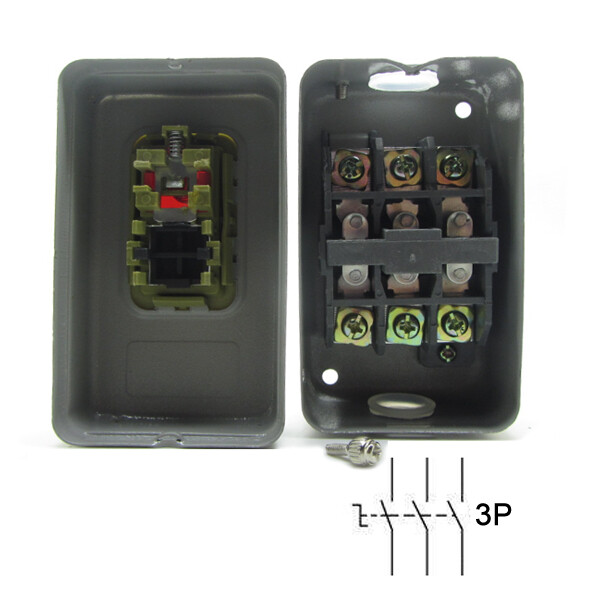 Power Push Button Switch 3P 380V 7.5KW 10A Latching ON-OFF BS-230B ...