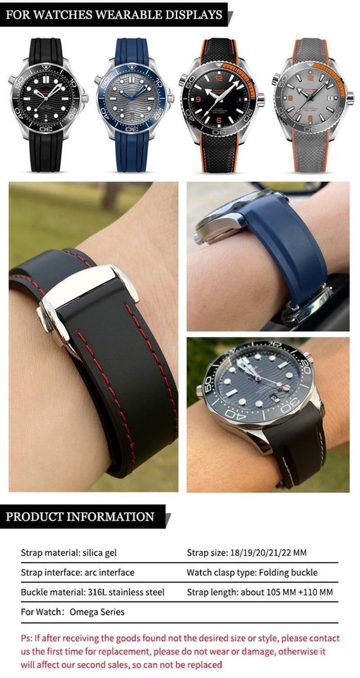 Rubber Silicone Watch Bands For Omega Seamaster 300 Speedmaster Strap ...