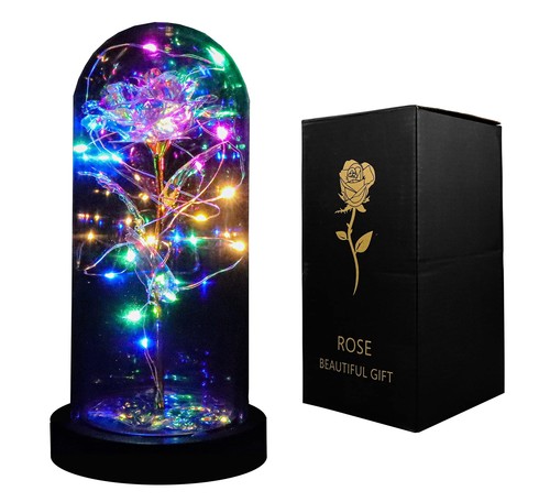 Galaxy-Artificial Rose-Flowers-Forever Enchanted Rose with Colorful LED ...