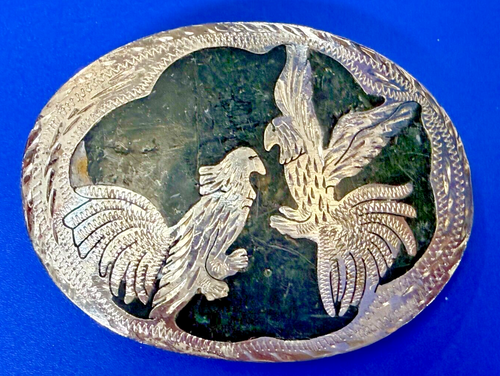 Fighting Cock Rooster Enamel Inlay Vtg. Alpaca Mexico Belt Buckle ...