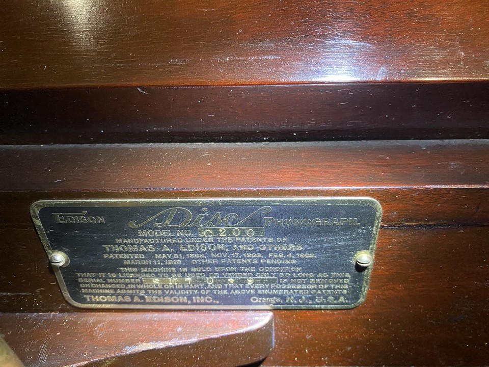 Antique, Phonograph, Edison Sheraton C200 Diamond Disc Operational ...