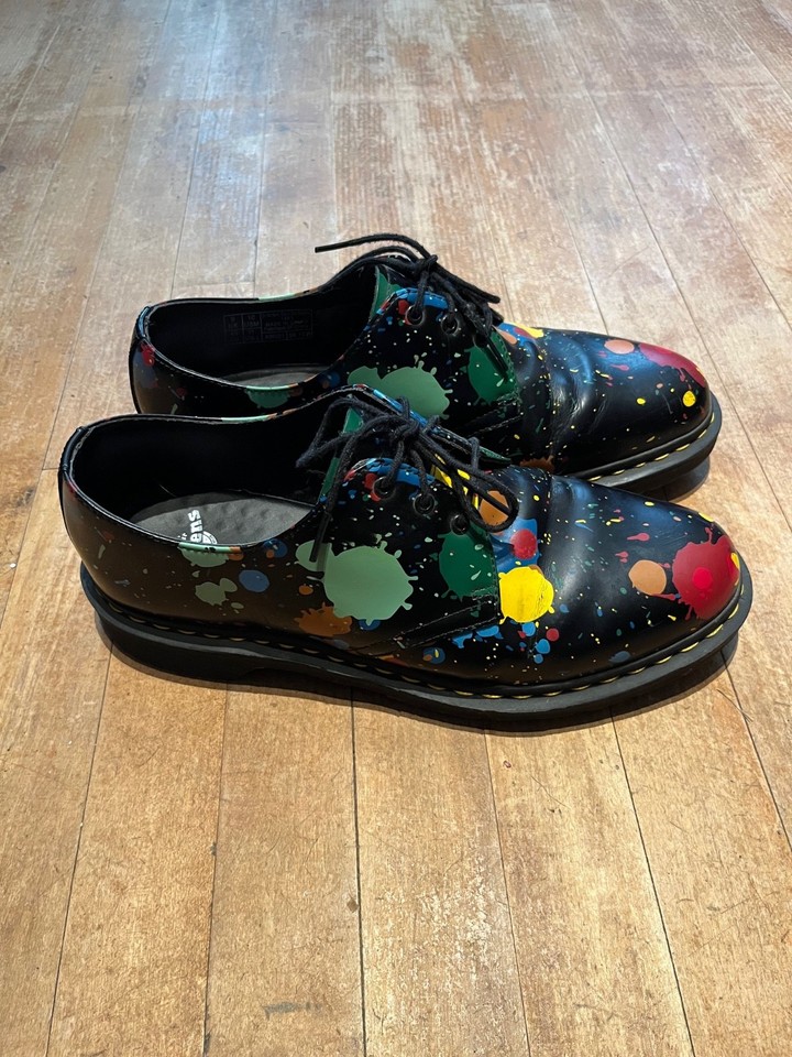 Doc Martens US Men’s 10 Women's 11 Black Leather Oxford Paint Splatter ...