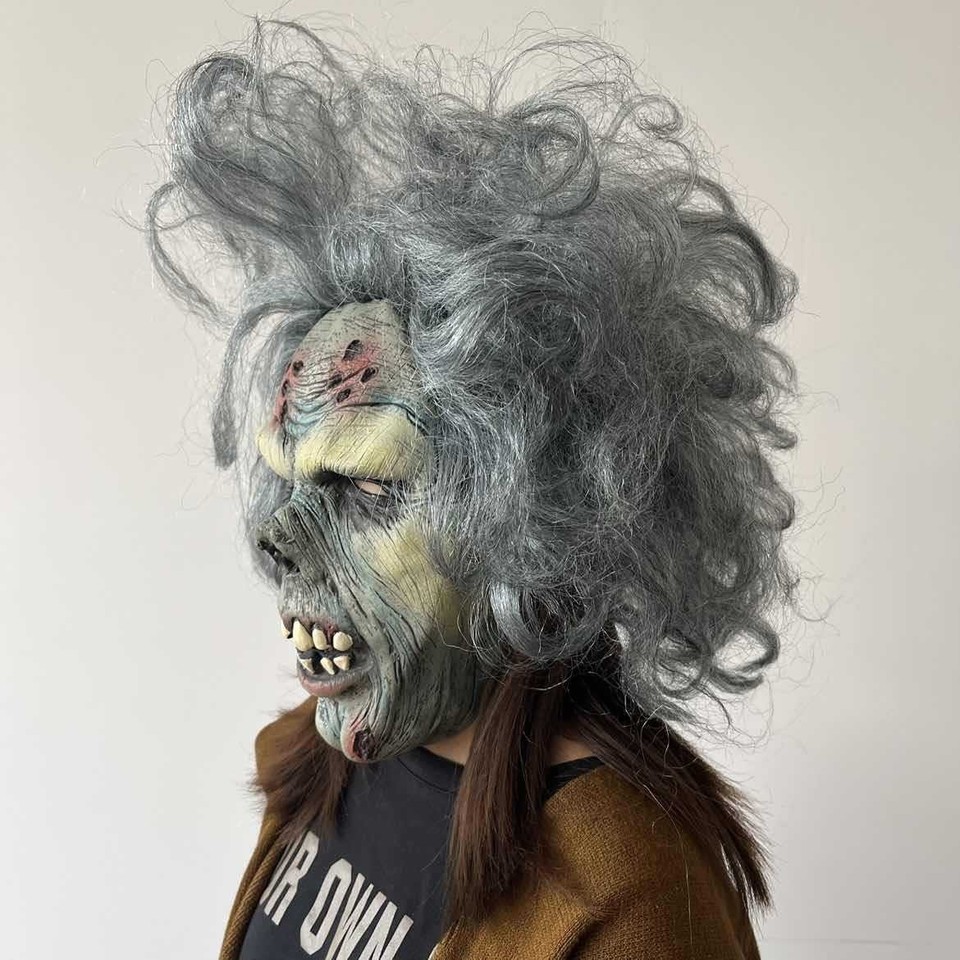 Adult Latex Decaying Zombie Mask + Hair Halloween Fancy Dress Costume ...