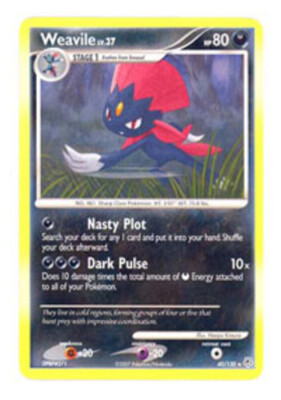 1x Weavile - 40/130 - Rare Lightly Played Pokemon Diamond & Pearl Base ...