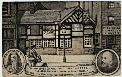 BOLTON UK - 1905 LOVELY OLD POSTCARD WITH STAMP - OLDEST LICENSED HOUSE ...