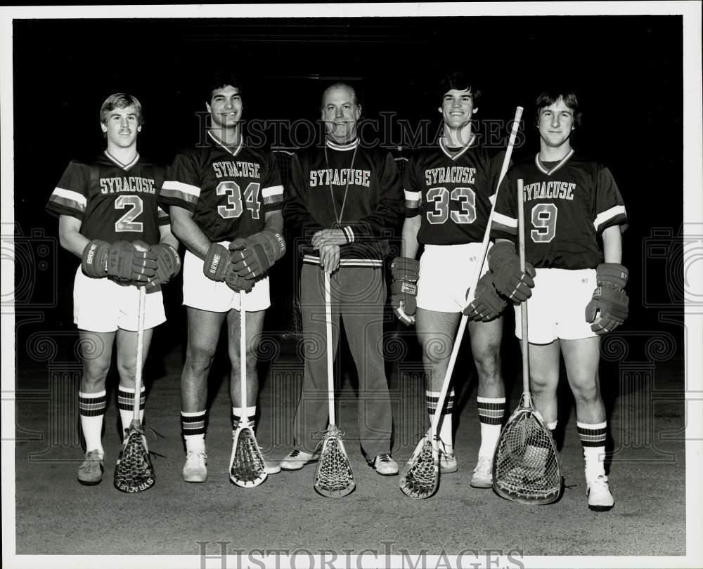 1982 Press Photo Syracuse University lacrosse captains and coach ...