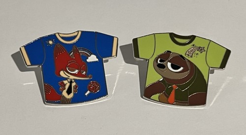2x ZOOTOPIA Nick Wilde & Flash Slothmore T Shirt Hat Bag Backpack Pins ...