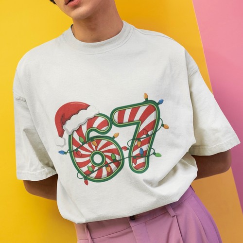 67 Meme Christmas Candy Cane Graphic T Shirt Holiday Santa Hat Tee ...