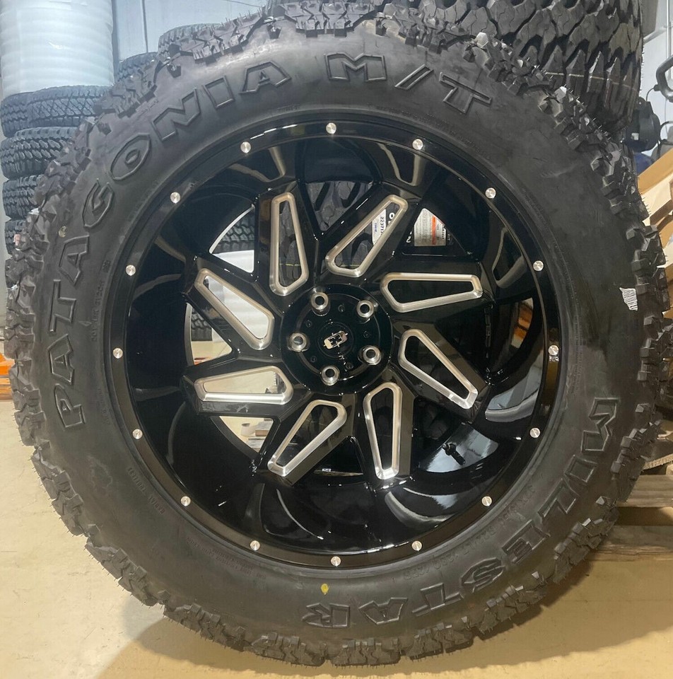 22x12 Vision Spyder Black Wheels 37" MT Tires Package 6x5.5 Chevy ...