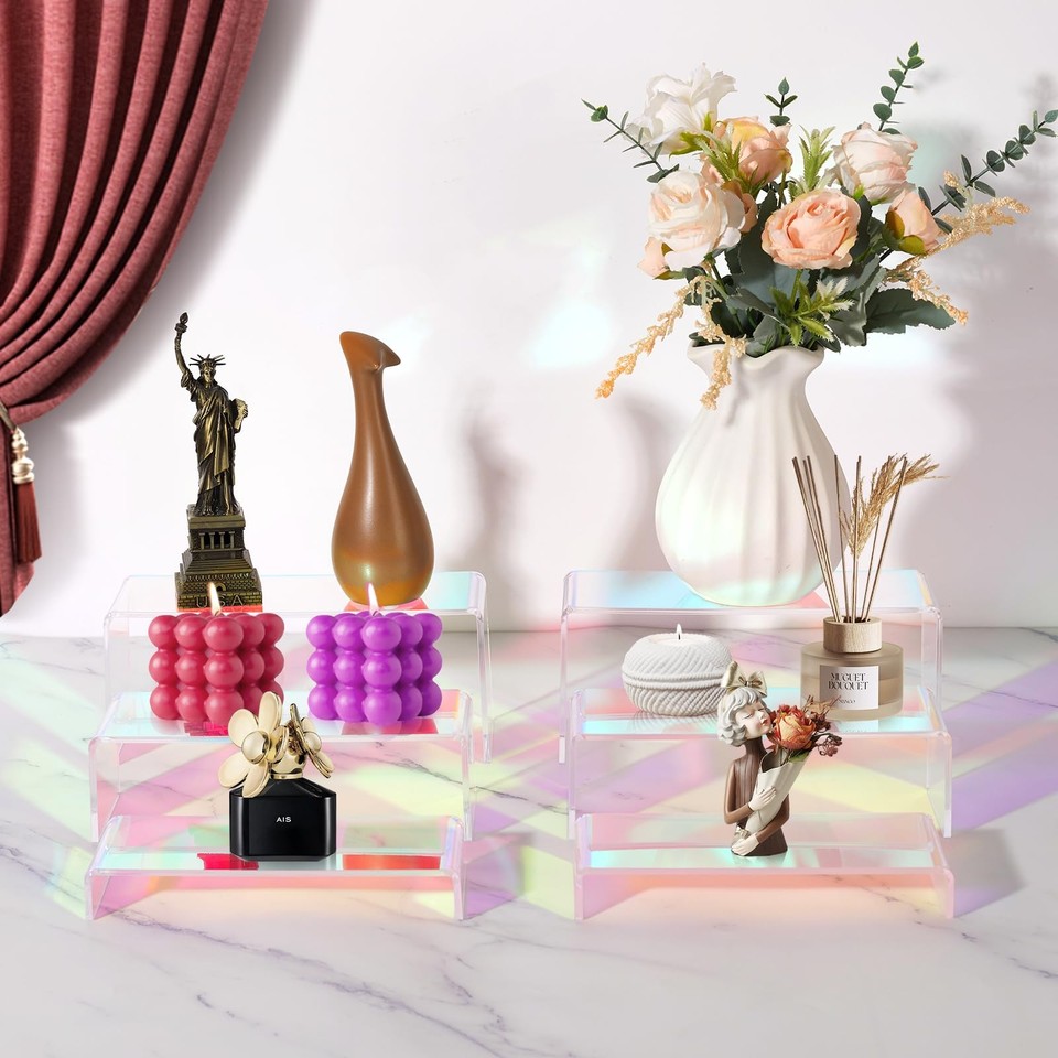Iridescent Acrylic Display Risers 6pcs Rainbow Stand Rectangular Stands ...
