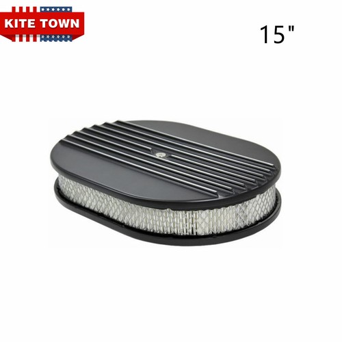 15" Oval Half Finned Polished Aluminum Oval Air Cleaner For Chevy ...