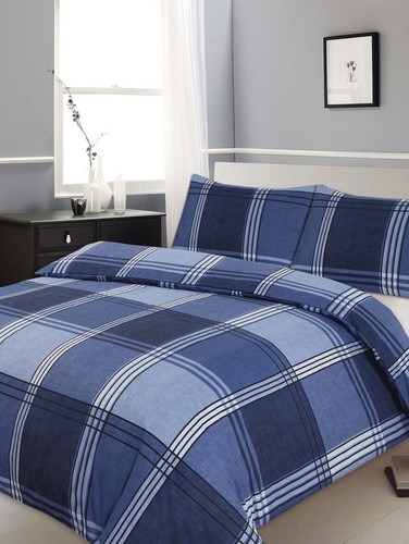 New Bedford Check Print Duvet/Quilt Cover Bedding Set - Single, Double ...