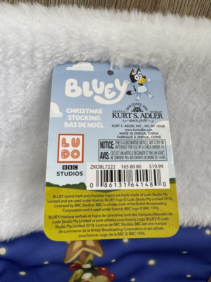 New Bluey & Bingo Christmas Stocking, Blue by Kurt Adler | eBay