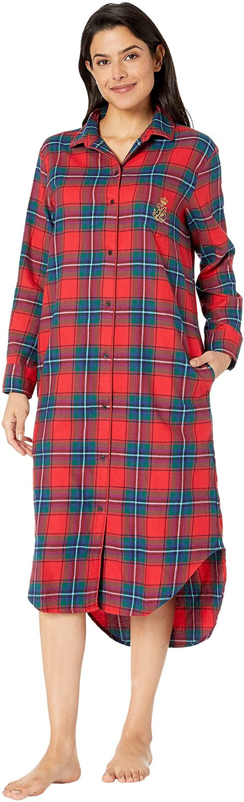 RALPH LAUREN Brushed Twill Long Sleeve Rounded Notch Collar Red L | eBay