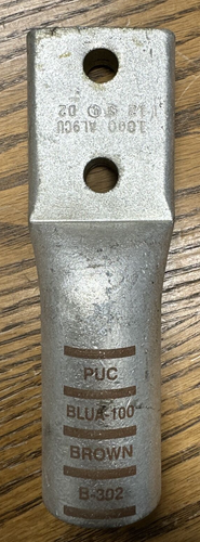 PENN-UNION CORP BLUA-100 BROWN B-302 1000 AL9CU COMPRESSION LUG*NEW-NO ...