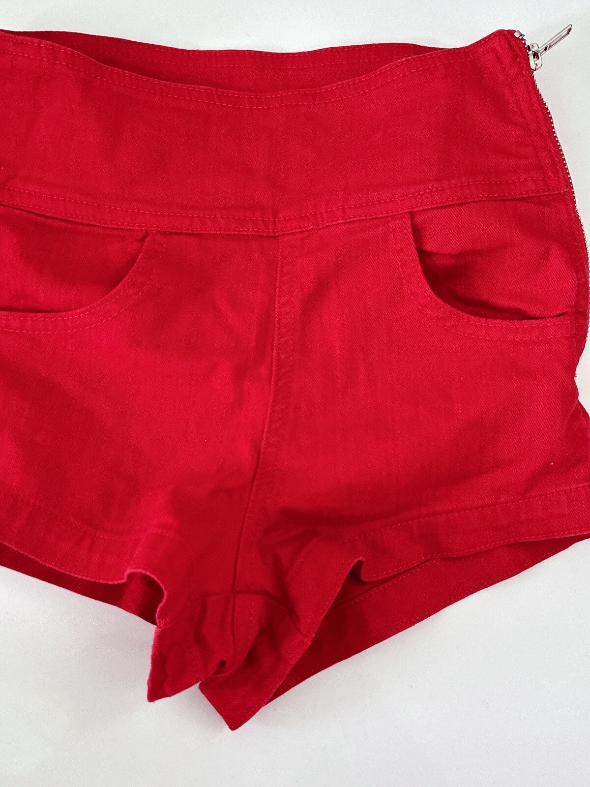Women Summer Denim Bright Red Hot Very Short Pants Shorts | eBay Australia