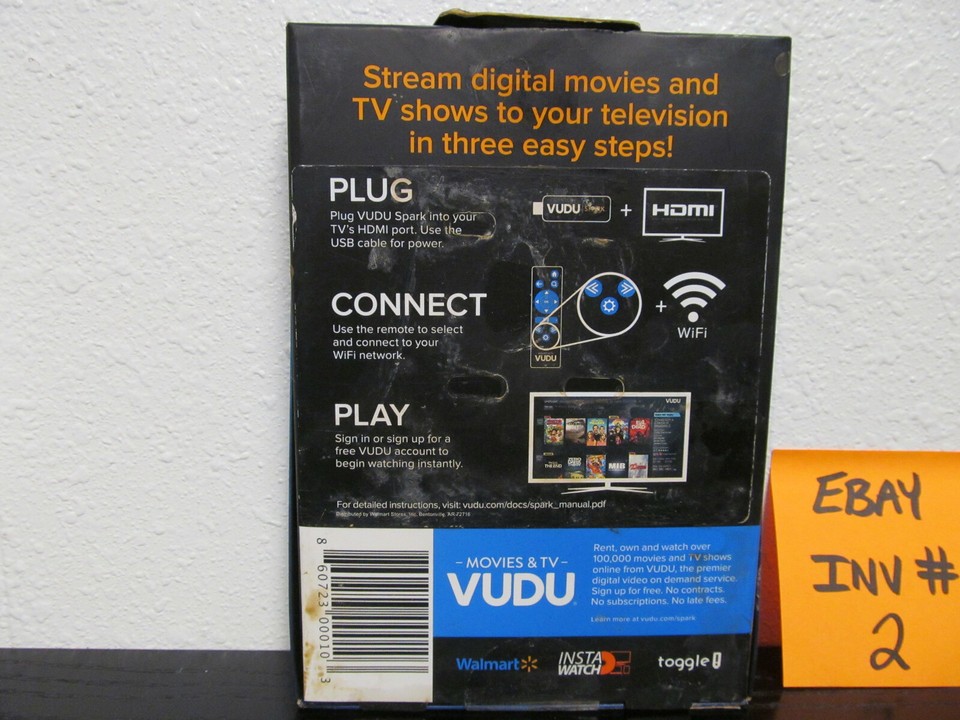 2014 VUDU Spark Digital Media Streaming Stick 100,000 Titles TV ...