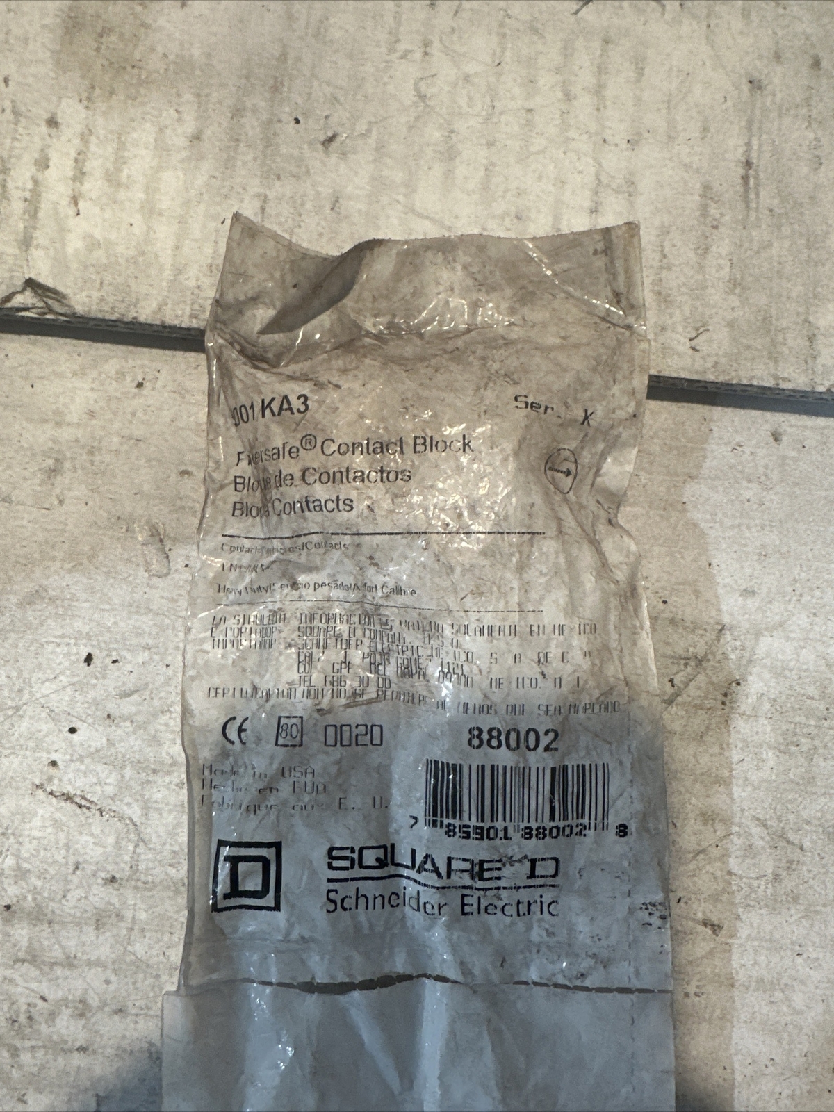 SQUARE-D 9001-KA3 9001KA3 FINGER SAFE CONTACT BLOCK 1NC/1NF SERIES K ...