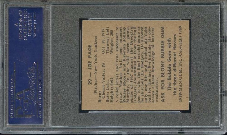 1948 BOWMAN #29 JOE PAGE PSA 4 (RC) SP YANKEES *DS15416 | eBay