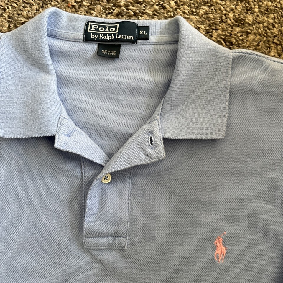 Polo By Ralph Lauren Polo Shirt Size XL Long Sleeve Blue Pink Pony Logo ...