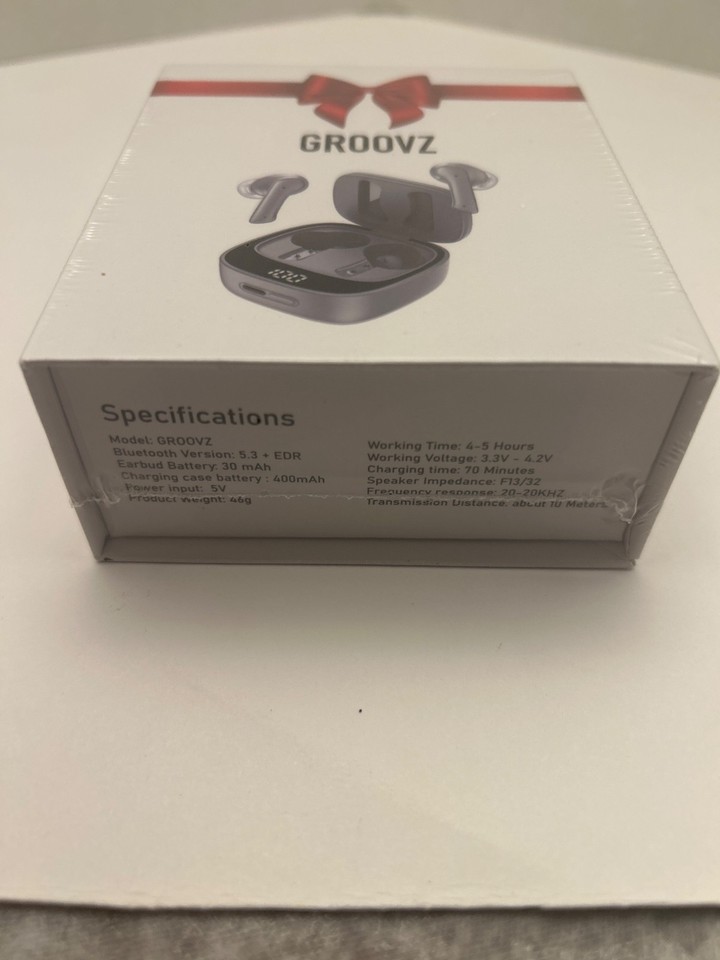 GROOVZ True Wireless TWS In-Ear Earbuds with Charging Case & LED Power ...