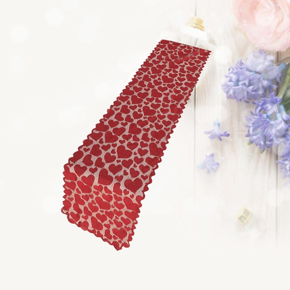 14x72 Inch Red Heart Pattern Table Runner Festive Valentine's Day Table ...
