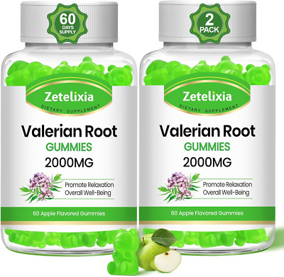 2 Pack Organic Valerian Root Gummies, Herbal Supplement for Relaxation ...
