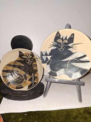 2 Irma 6 Inch Cat Plates Handpainted A8 | eBay UK