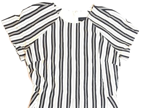 New Club Monaco Women Black Mix Striped Midi Dress Robe | eBay